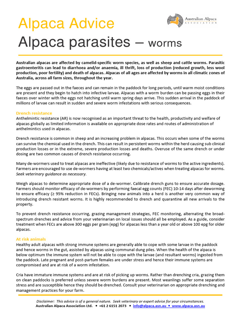 AAA Advice - Parasites Worms | PDF