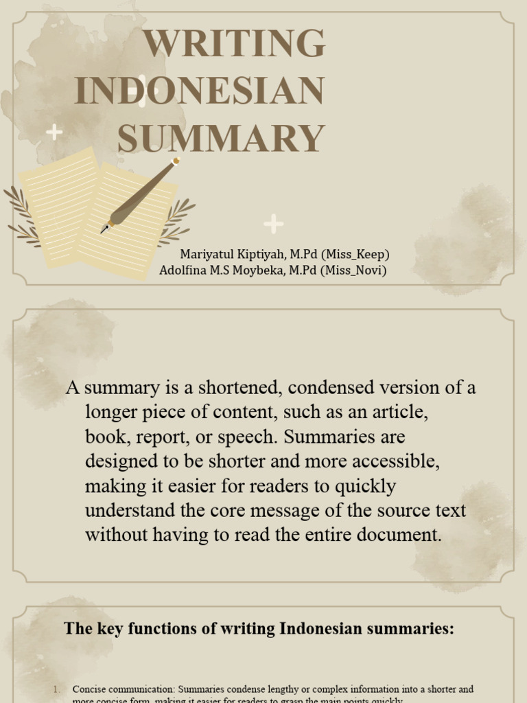 Materi Writing Indonesian Summary | Download Free PDF | Reading ...