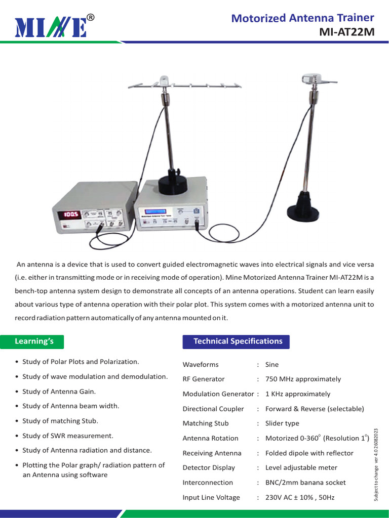 MI-AT22M-Motorized Antenna Trainer With 22 Antennas | PDF