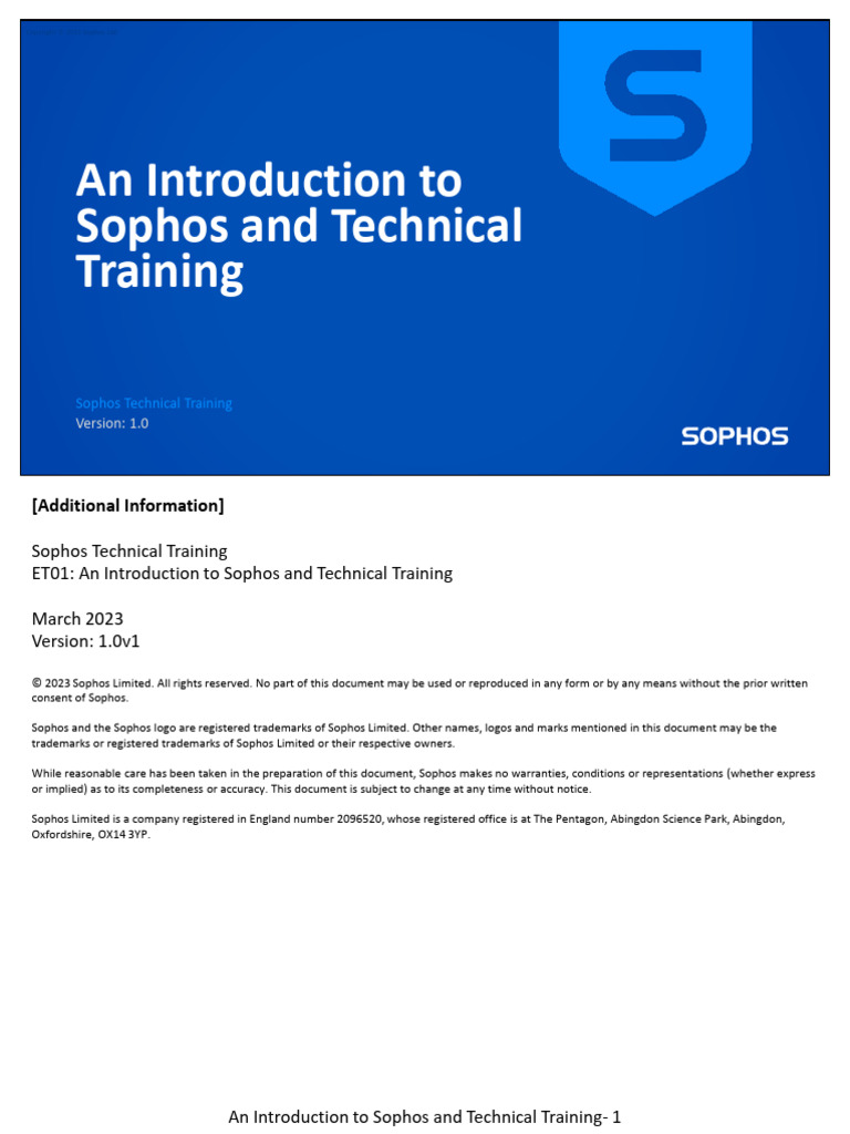 ET01 1.0v1 An Introduction To Sophos and Technical Training | PDF ...