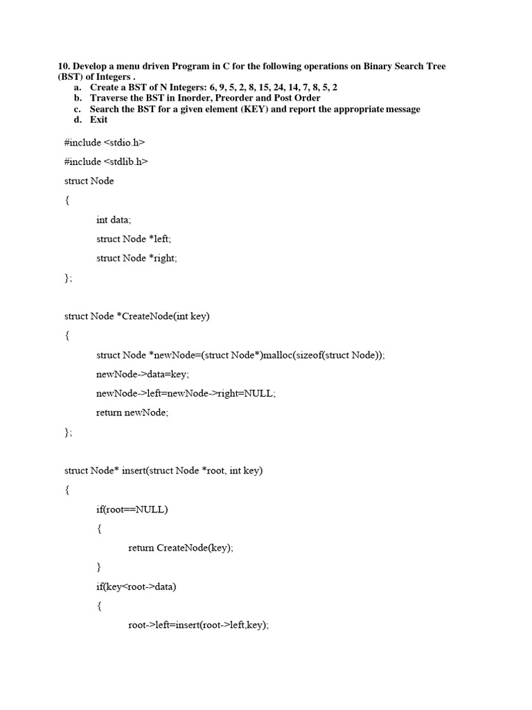 Binary Search Tree | Download Free PDF | Algorithms | Computer Programming