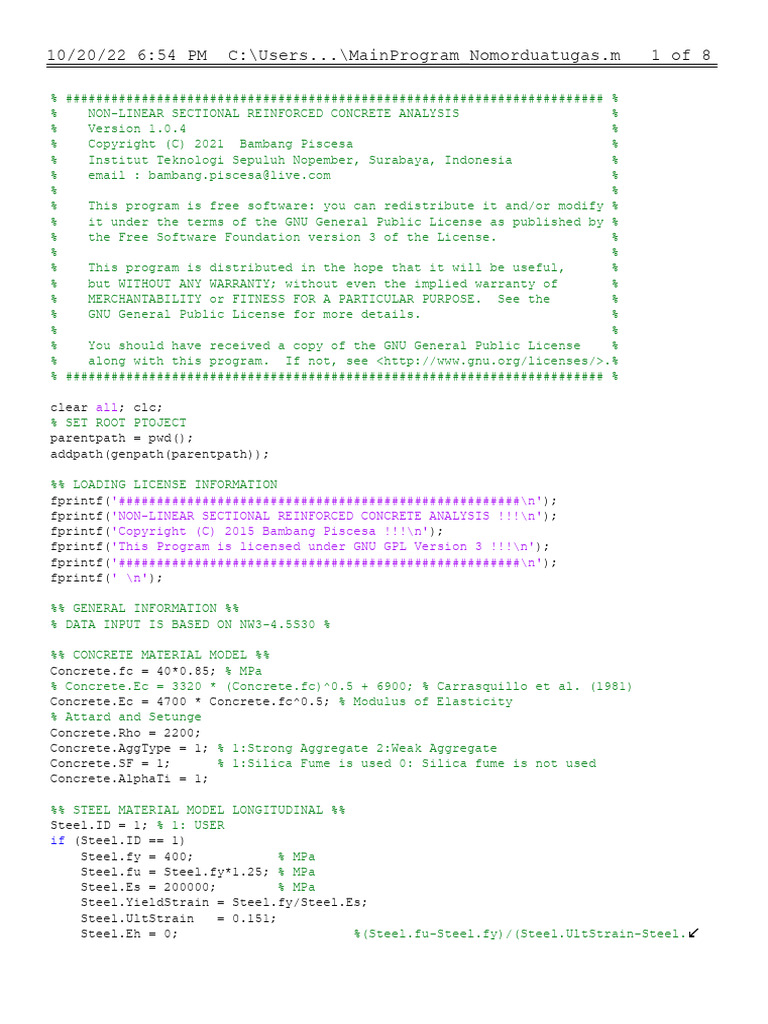 Lembar Editor Matlab No 2 | PDF | Deformation (Engineering) | Free Software