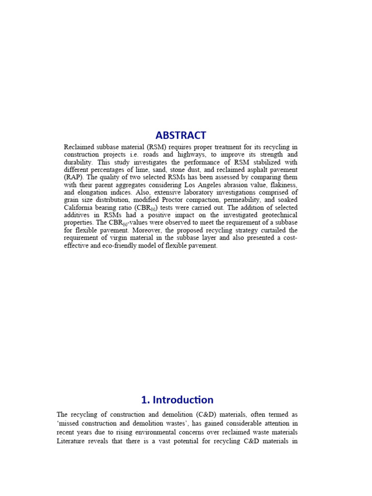 Recycling Reclaimed Subbase Material for Pavements | PDF | Road Surface ...