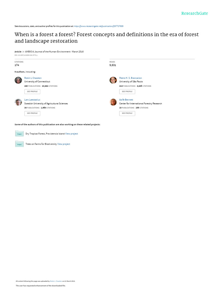 When Is A Forest A Forest, Forest Concepts and Definitions in The Era ...