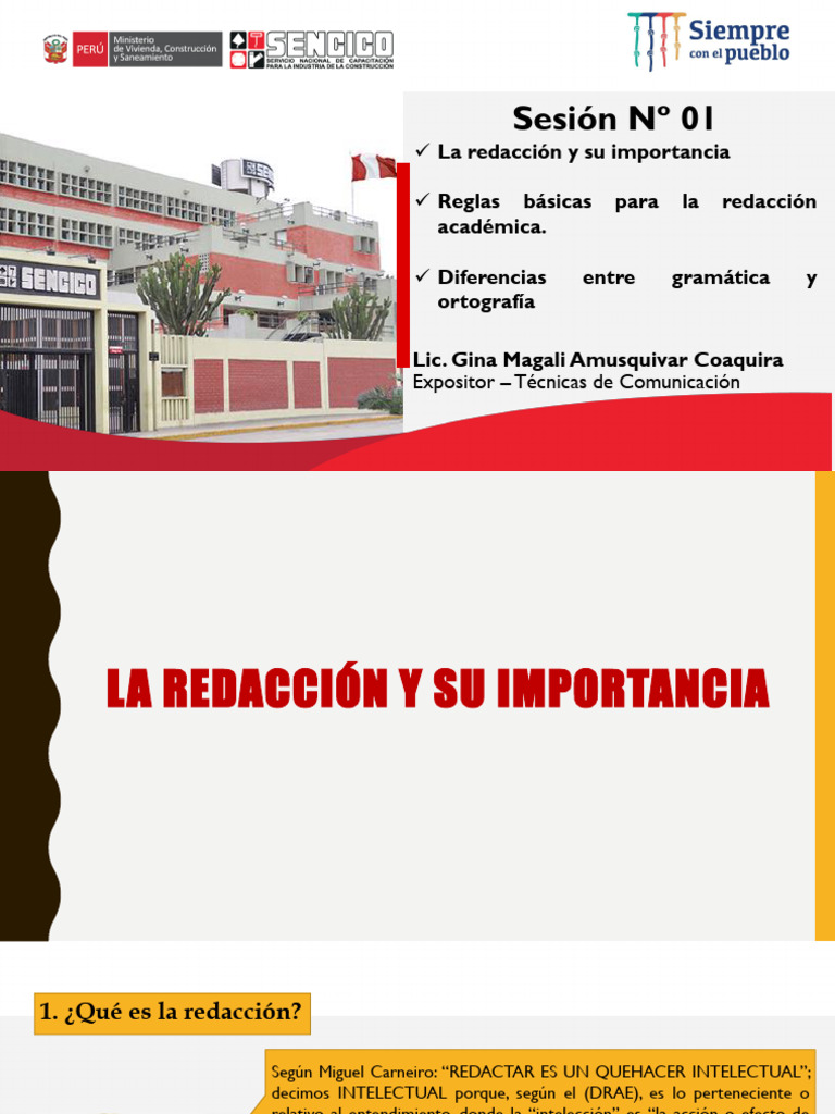 La Redacción y Su Importanciareglas Básicas para La Redaccióndiferencias Entre Gramática y ...