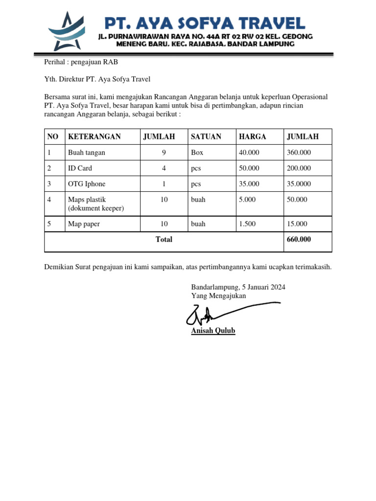 Surat Pengajuan RAB | PDF