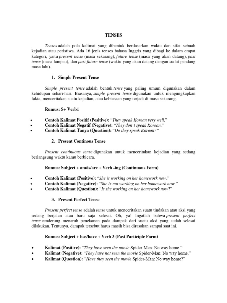 TENSES | PDF | Kajian Bahasa Asing | Kesehatan Holistik