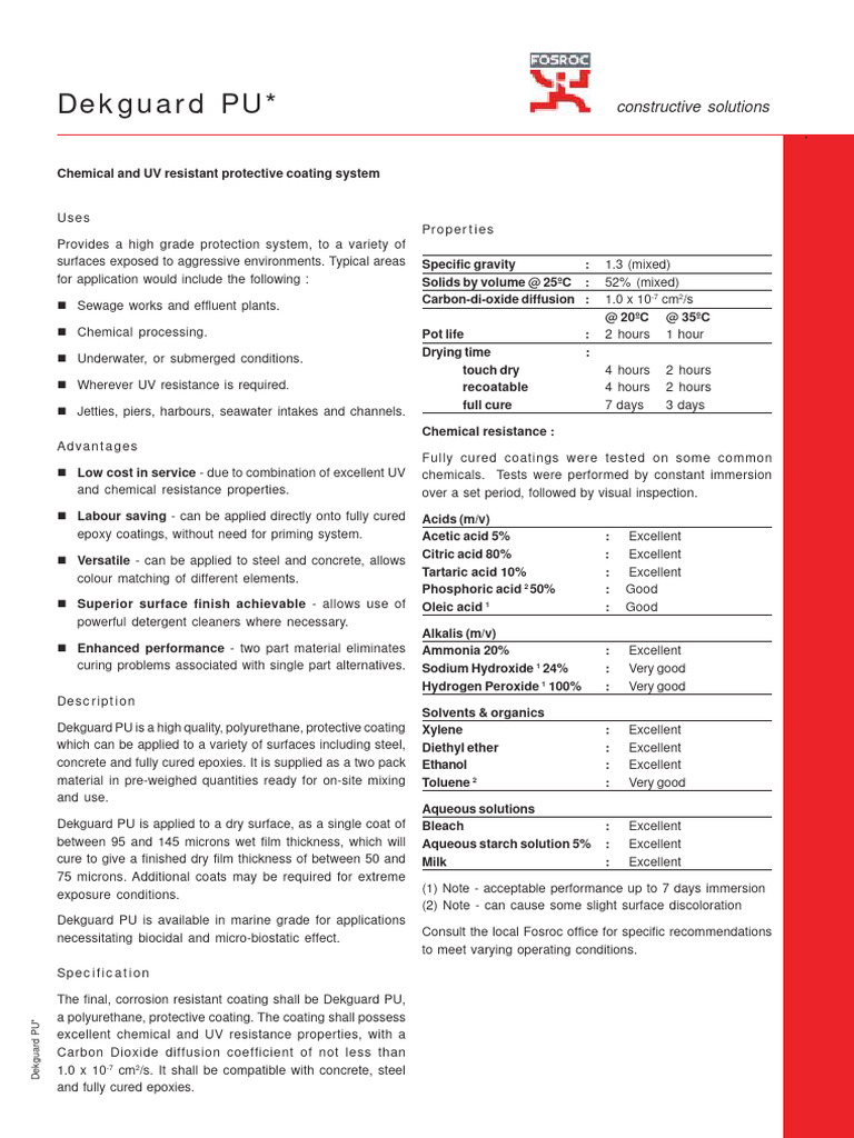 Dekguard PU: UV & Chemical Coating | PDF