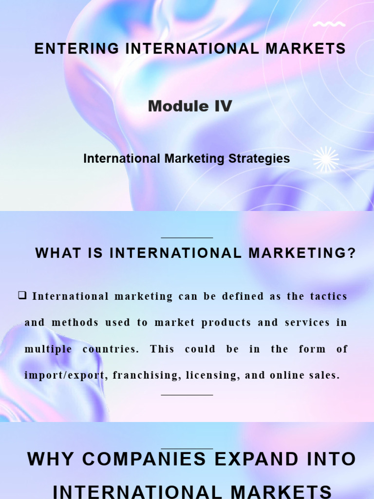 Entering International Markets | PDF | Marketing | Sales