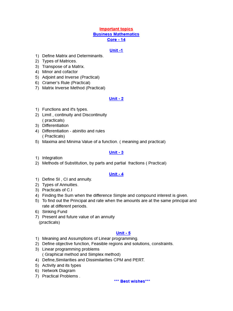 Important Questions of BM | PDF