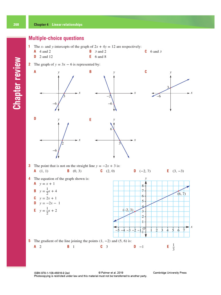 cambridge linear relationships review | PDF | Line (Geometry ...