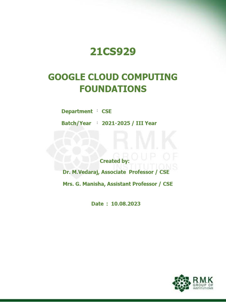 21cs929 GCCF Unit 1 - Removed | PDF | Software As A Service | Cloud Computing