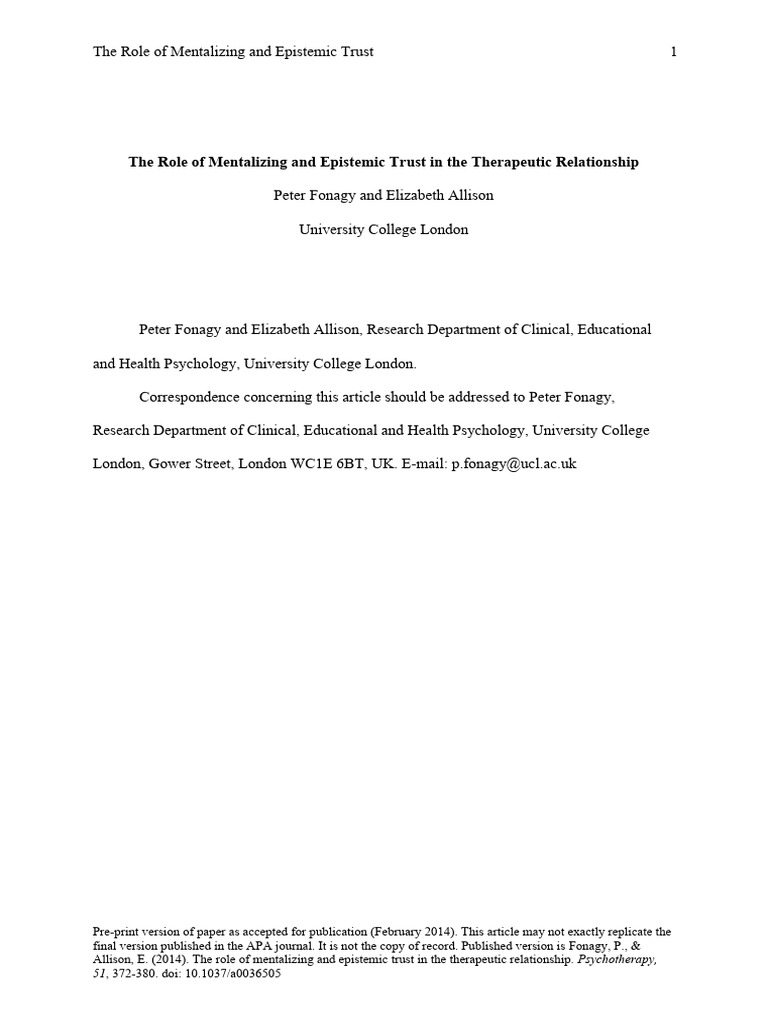 Fonagyand Allison Mentalizinginthetherapeuticrelationship FINAL180214 ...