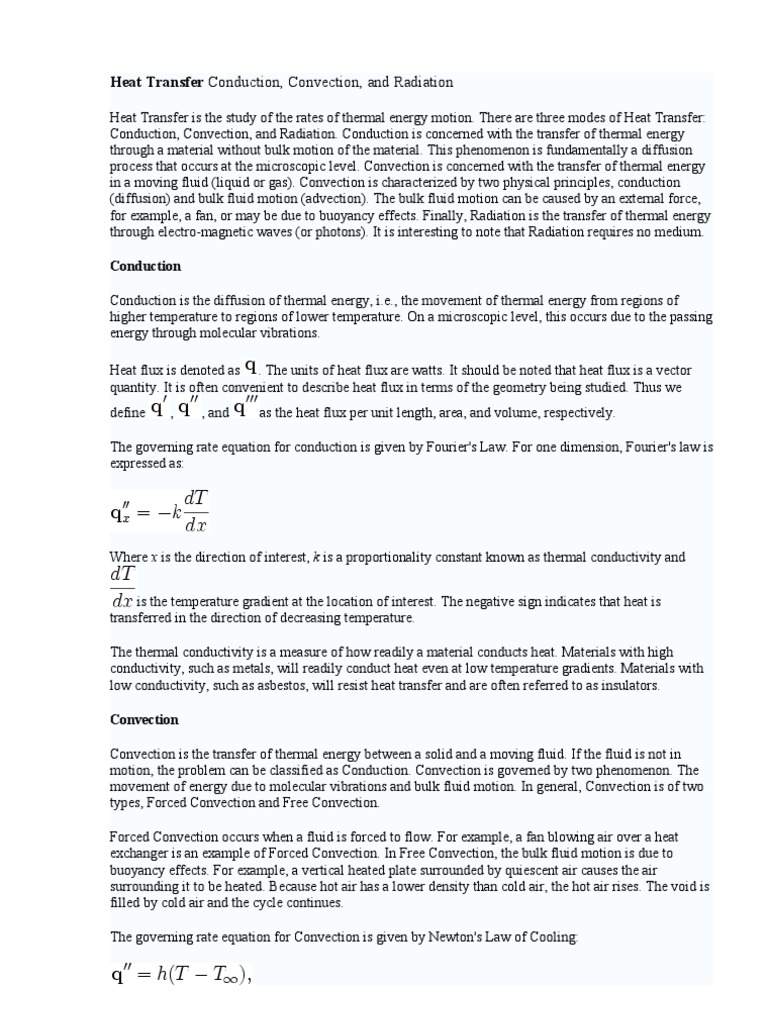 Heat Transfer Conduction Convection Radiation | PDF | Thermal ...