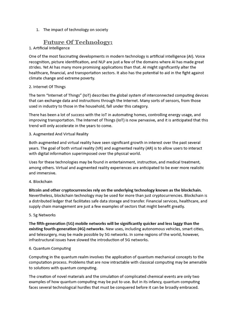 The Impact of Technology On Society | PDF | Internet Of Things ...