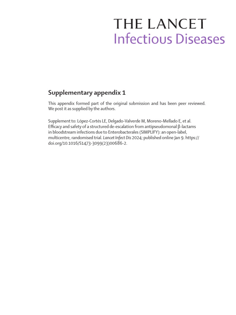 Supplementary Appendix 1 | PDF | Beta Lactamase | Sepsis