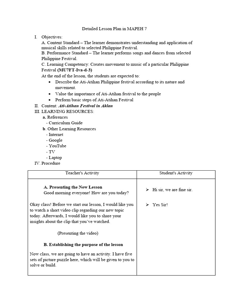 Detailed Lesson Plan in MAPEH Music 4th Quarter | PDF