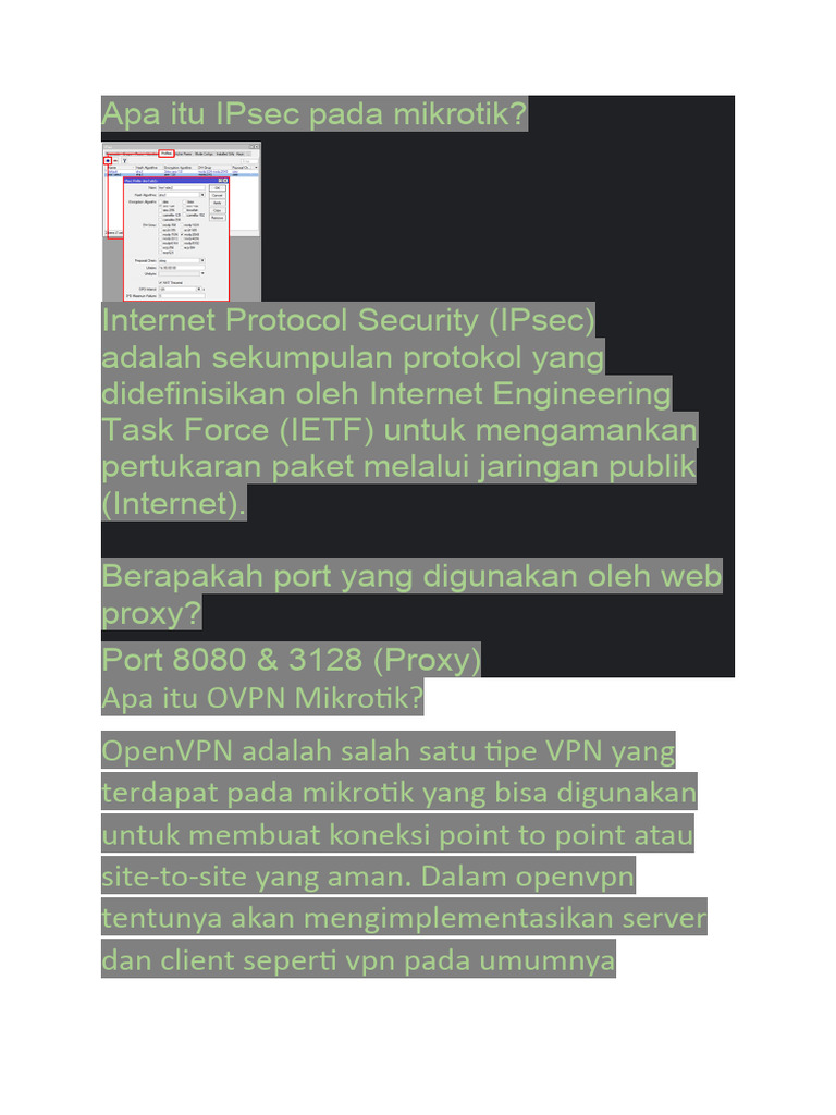 Apa Itu IPsec Pada Mikrotik | PDF