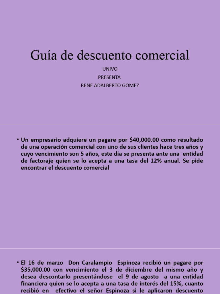 Cálculo de Descuento Comercial | PDF | Negocios | Derecho