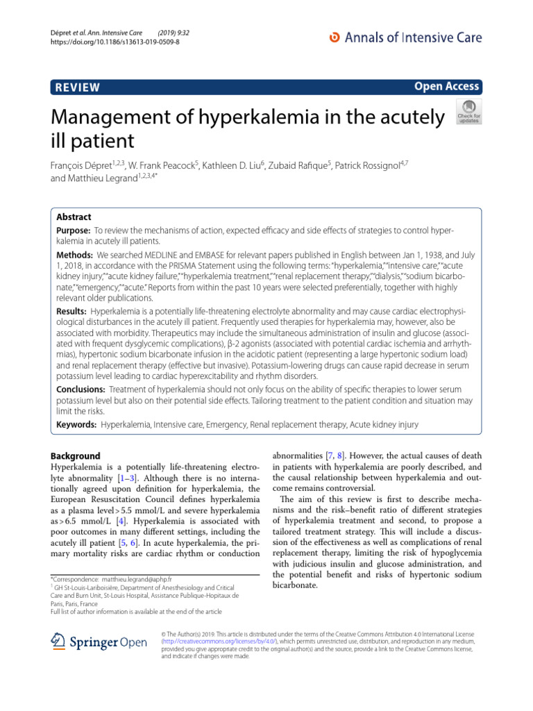 Hyperkalemia | Download Free PDF | Internal Medicine | Clinical Medicine