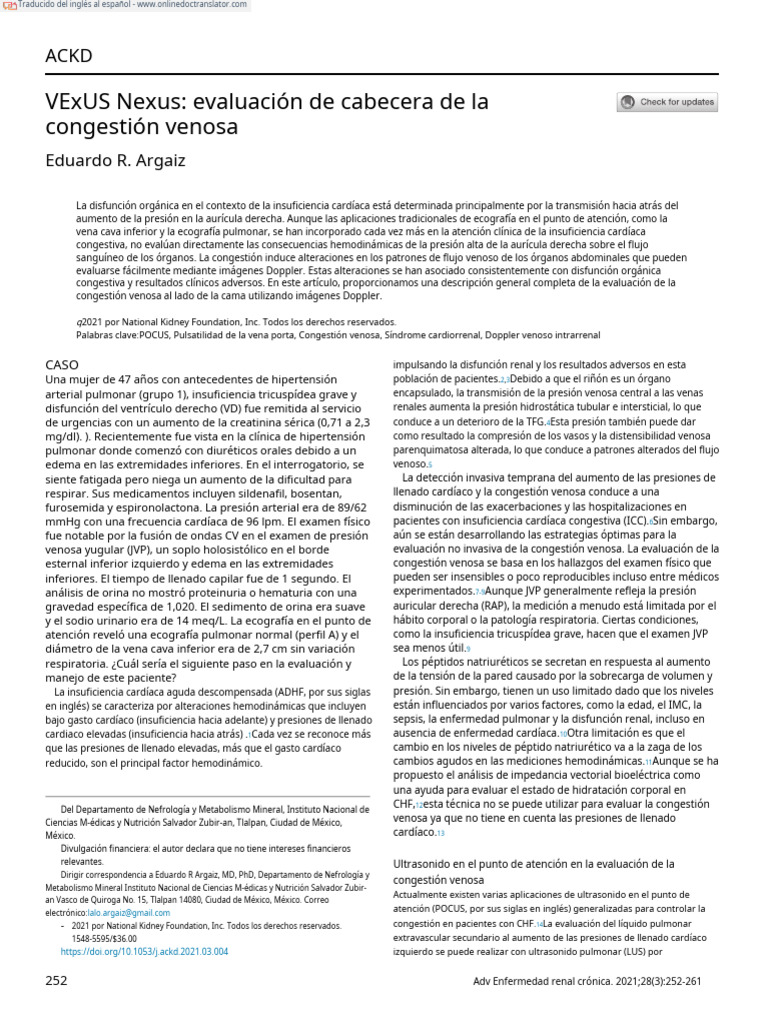 Vexus Nexus Evaluación A Pie de Cama de La Congestión Venosa | PDF ...