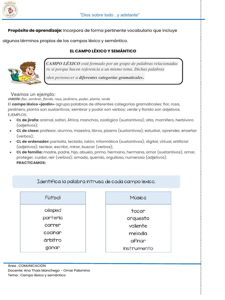 FICHA_campo_lexico_y_semantico_(1) | PDF | Léxico | Sustantivo