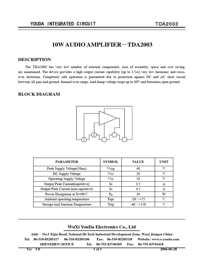 TDA2003 Amplificador Vicent | PDF | Circuitos electricos | Cantidades fisicas