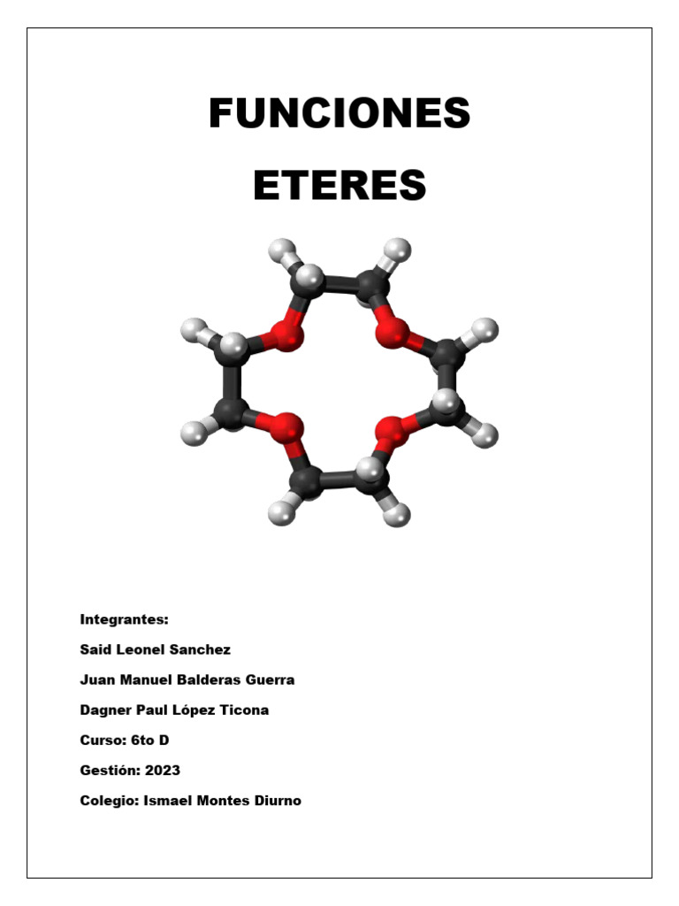 Éteres: Funciones y Aplicaciones | PDF | Éter | Compuestos orgánicos