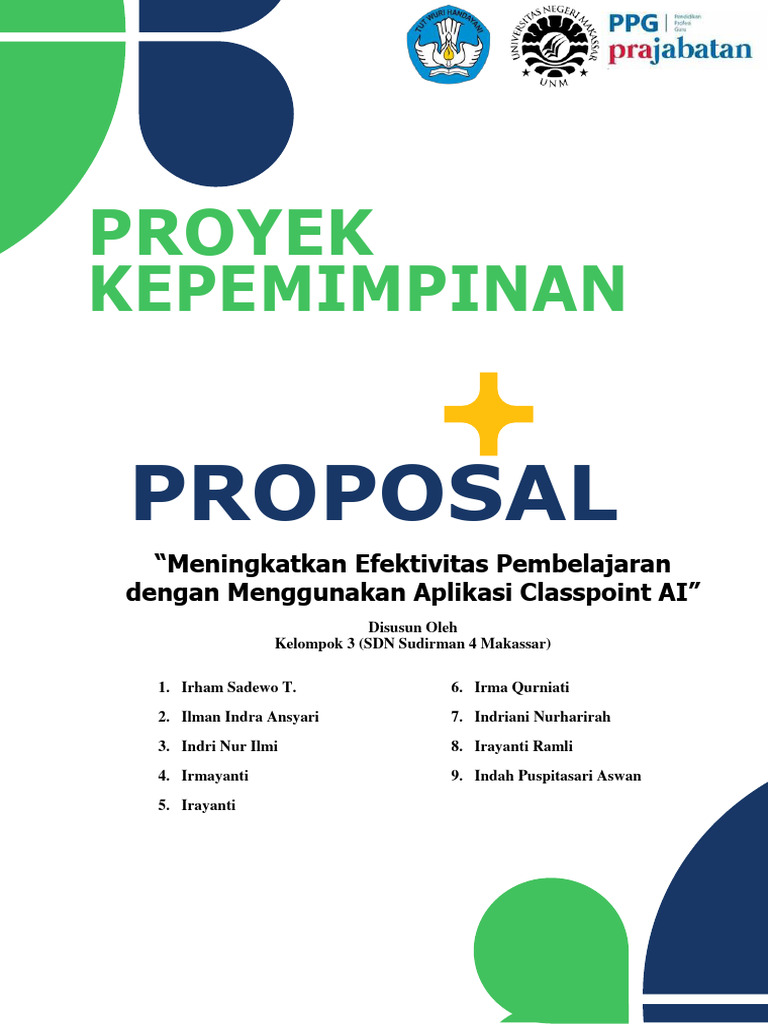 PROPOSAL PROYEK KEPEMIMPINAN - Kelompok 3 (SDN Sudirman 4) | PDF | Karier & Perkembangan