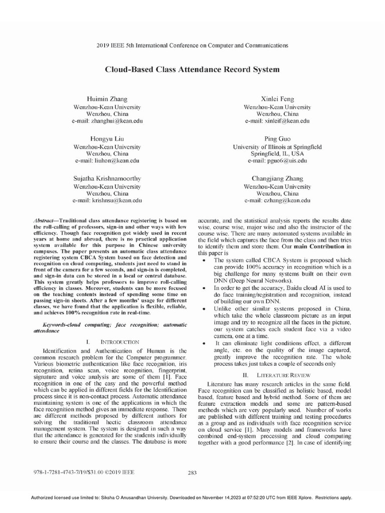 7 Cloud-Based Class Attendance Record System | PDF