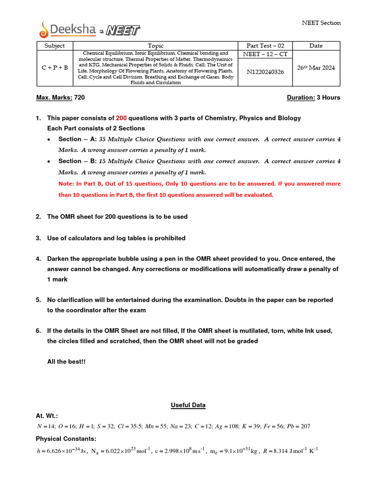 02-Neet-Pt02 C+P+B - Solutions - m2 | PDF | Ph | Acid Dissociation Constant