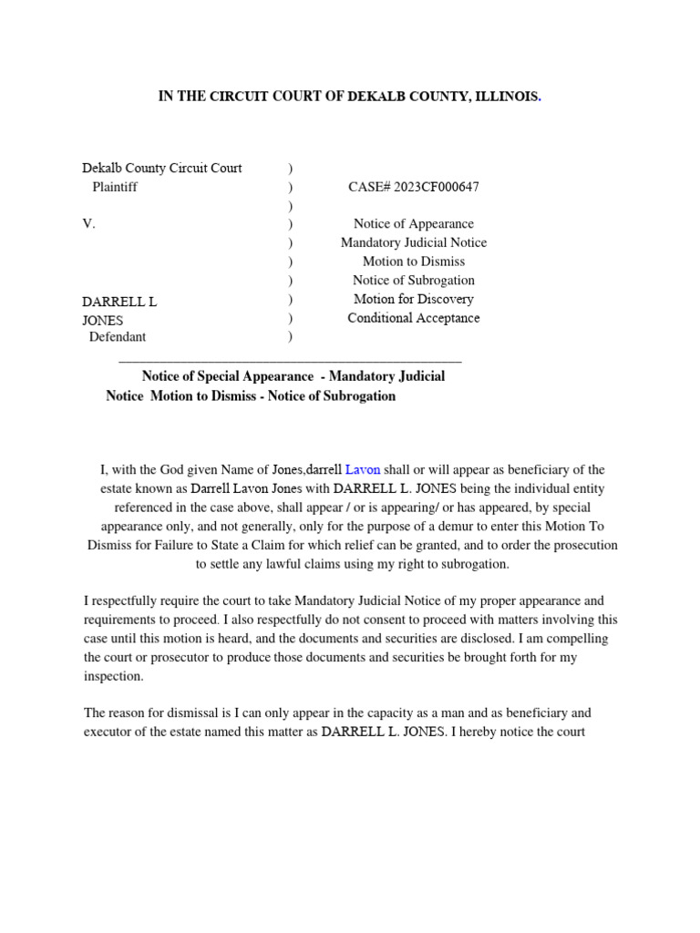 Notice of Subrogation and Motion to Dismiss | PDF | Prosecutor ...