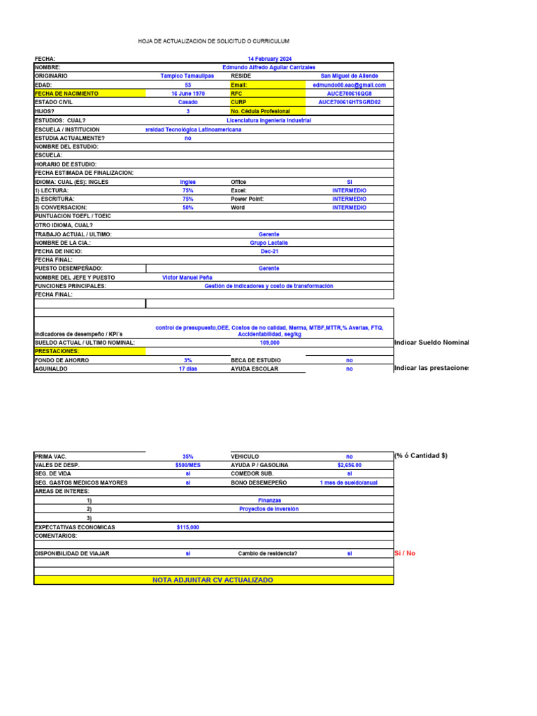 Formato Info Candidatos Cliente | PDF | Economias