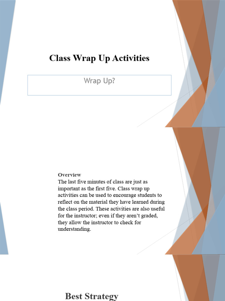 Class Wrap Up Activities | PDF | Self-Improvement | Wellness