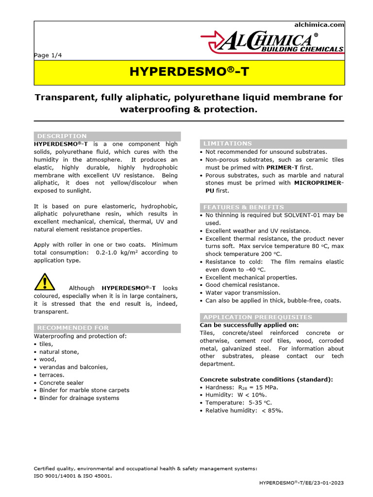 HYPERDESMO®-T - EN | PDF | Concrete | Polyurethane