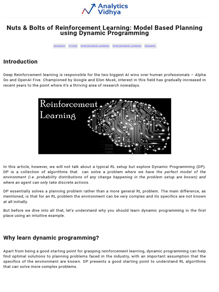 Reinforcement Learning Model Based Planning Dynamic Programming | PDF ... Reinforcement Learning Model Based Planning Dynamic Programming | PDF ...
