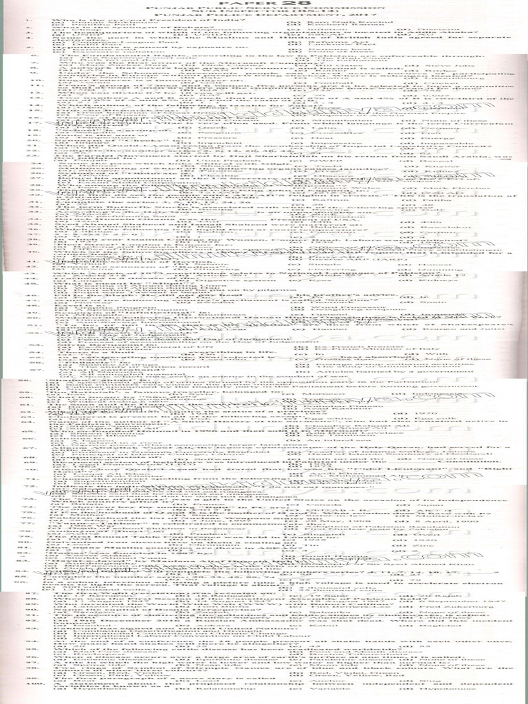 Past Paper 2017 PPSC Punjab Police Department Sub Inspector BS 14 Paper ...