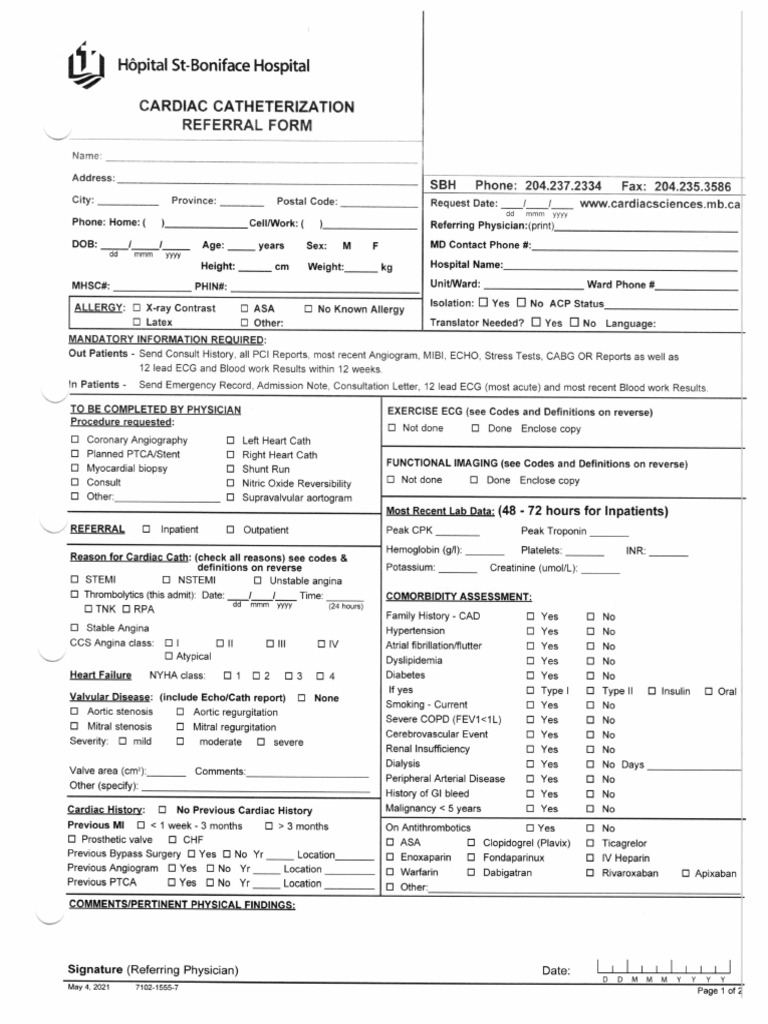 Cath Lab Referral Form | PDF