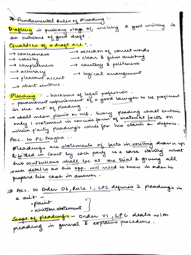 Drafting, Pleading & Conveyancing Notes | PDF