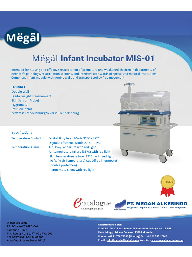 Brosur Incubator Megal MIS-01 | PDF