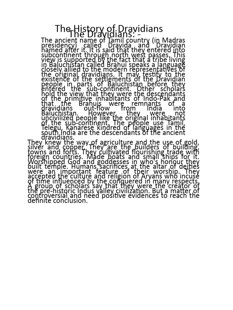 The History of Dravidians The Dravidians | PDF