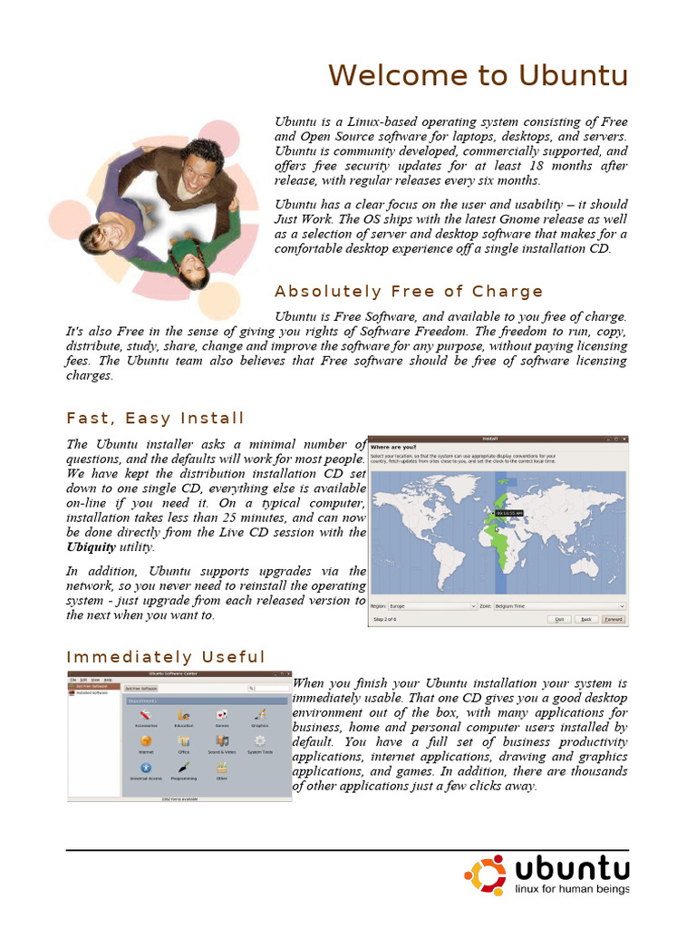 Welcome To Ubuntu | PDF | Installation (Computer Programs) | Free Software