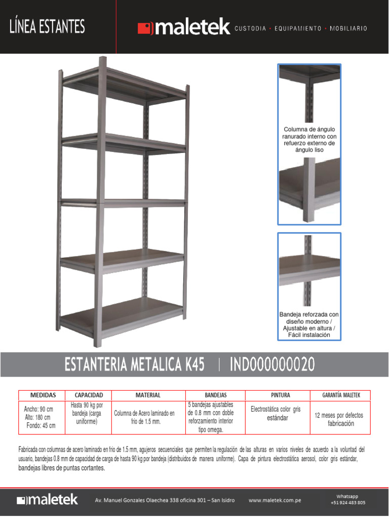 Ficha Tecnica Estanteria Metálica K45 | PDF