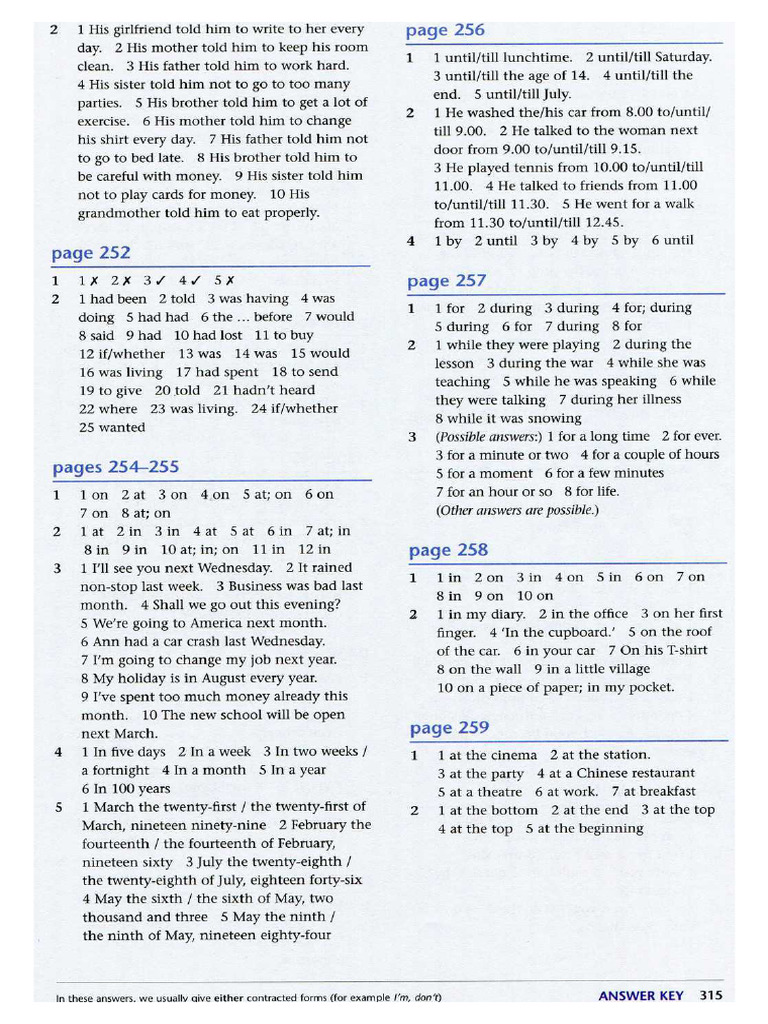 PREPOSITIONS - ANSWER KEY - The Good Grammar Book - A Grammar Pactice Book For Elementary To ...