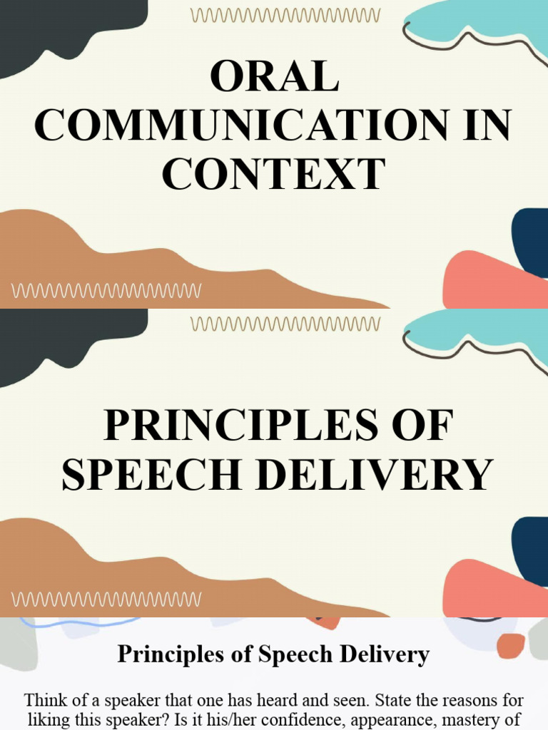 3rd Lesson Principles of Speech Delivery | PDF | Nonverbal ...