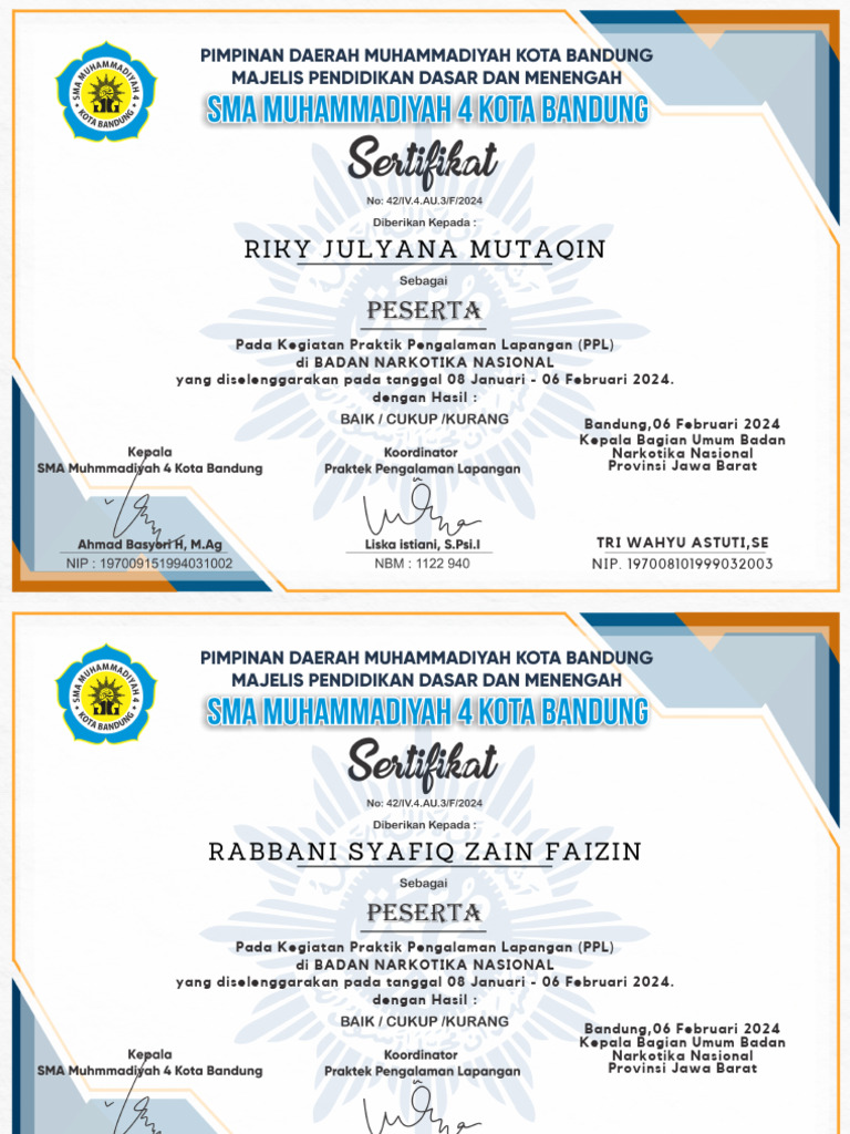 (Bulk 1) Blue and Orange Simple Certificate | PDF