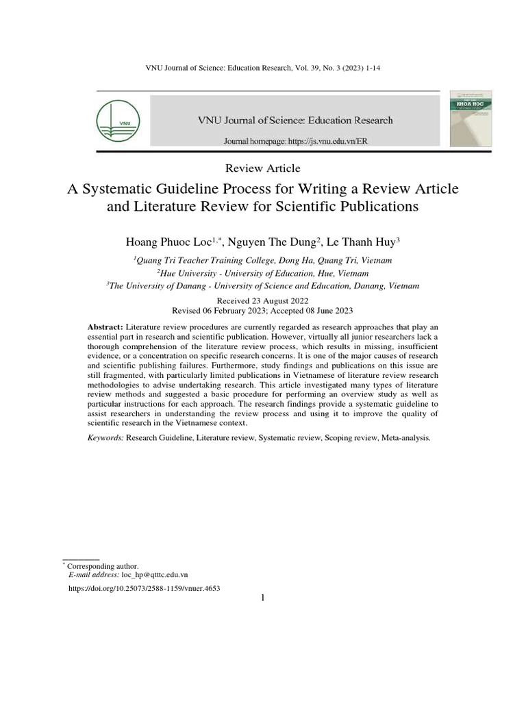 A Systematic Guideline Process For Writing A Review Article and ...