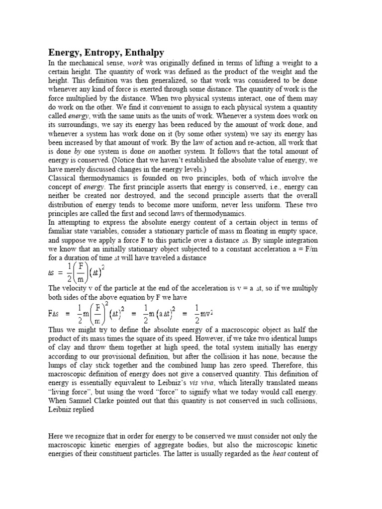 Enthalpy Entropy Pdf Heat Entropy