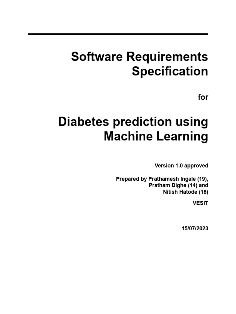 SRS-Diabetes Detection Using Machine Learning | Download Free PDF ...