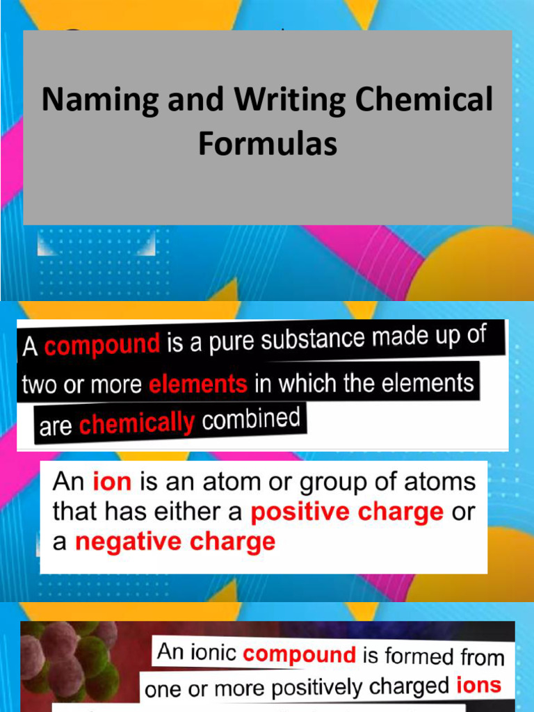 Naming and Writing Chemical Formulas | PDF | Chemical Compounds | Ion